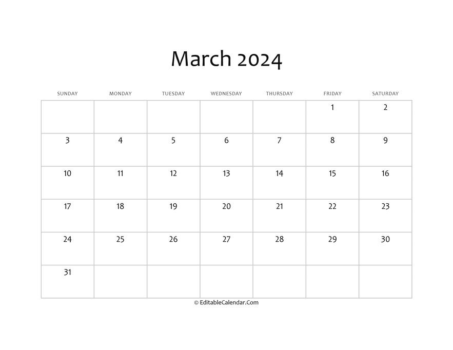 March 2024 Printable Calendar With Holidays